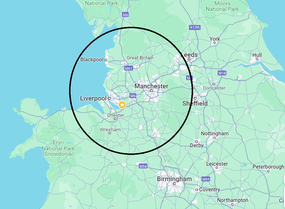 50mile radius map - Tradeline Pvc Limited